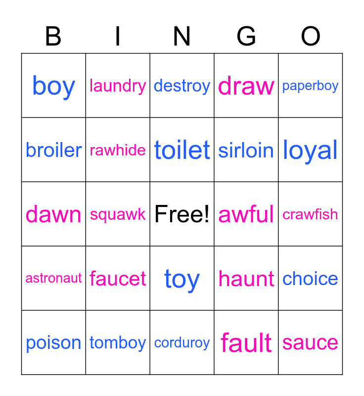 Vowel Digraphs! Bingo Card