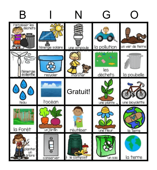 J'aime la Terre Bingo Card