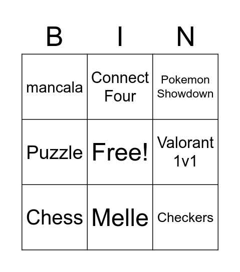 Gaming Gambit Bingo Card