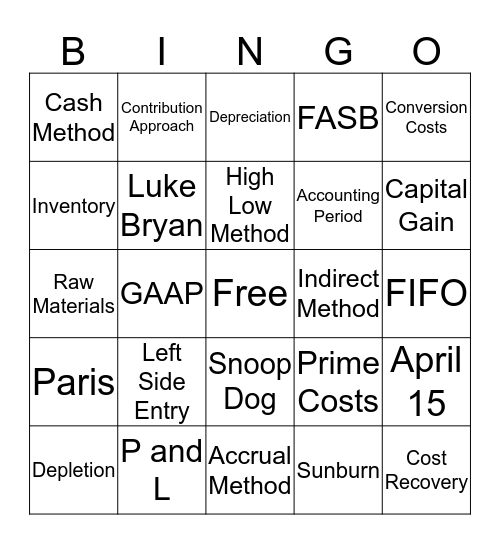 Accounting Bingo Card