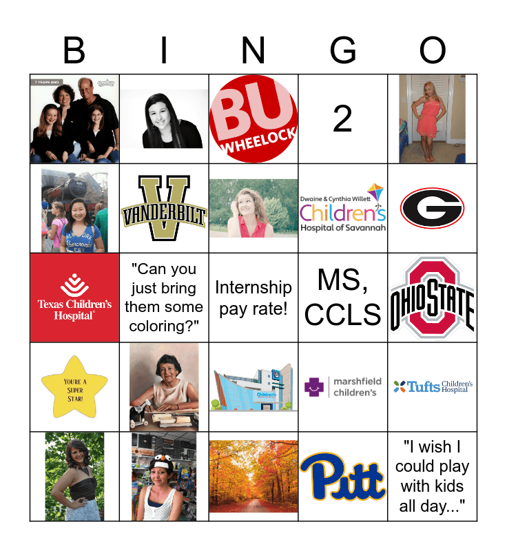 Child Life Bingo Card