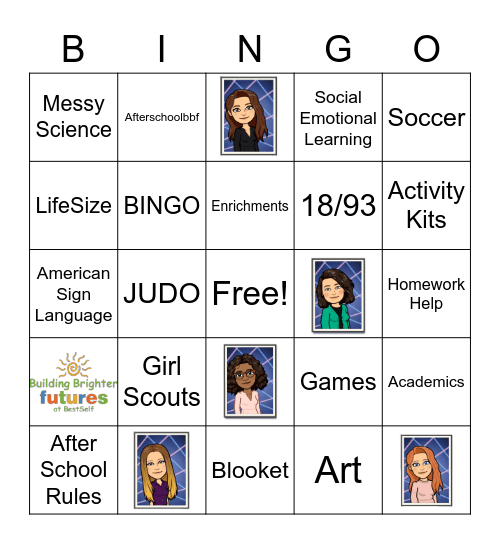 After School Bingo Card
