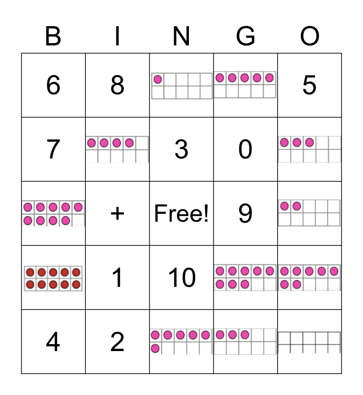 Numbers 1-10 Bingo Card