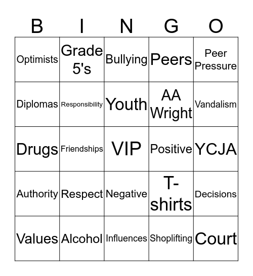 VIP Bingo Card