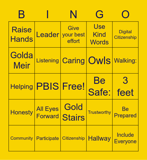 PBIS BINGO Card