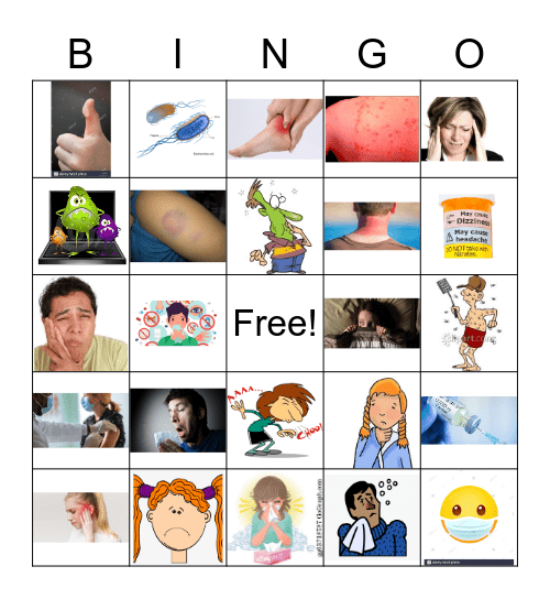 Symptoms and Illness Bingo Card