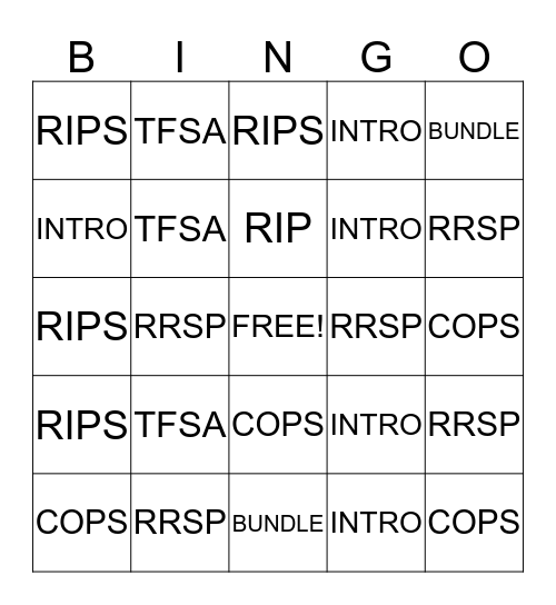 BINGO BUNDLE Bingo Card