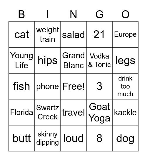 Kendra and Sue Bingo Bop Bingo Card