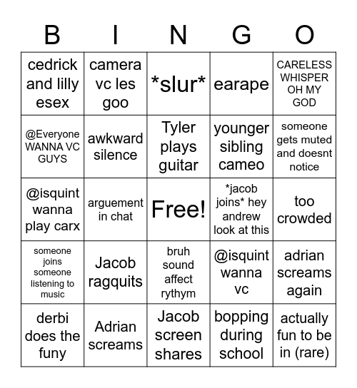 vc bingo Card