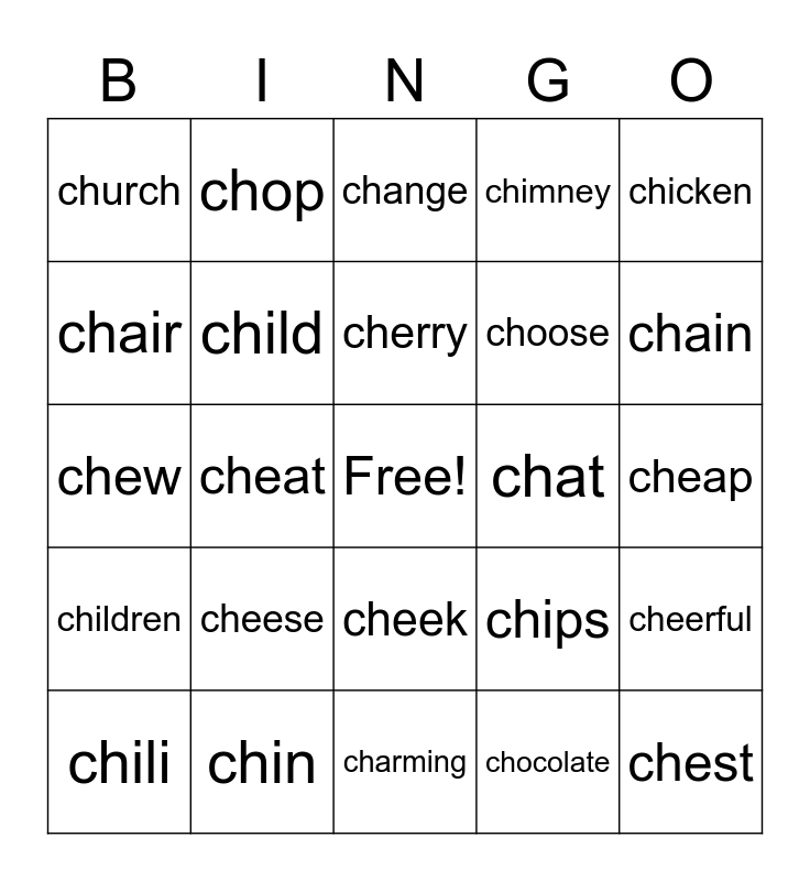 Ch Bingo Card