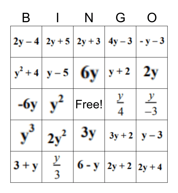 Expressions (M3 T1) Bingo Card