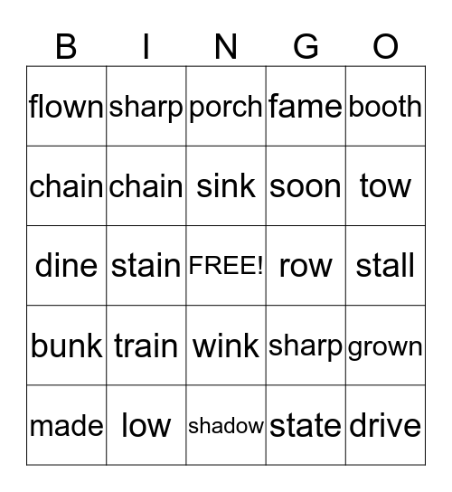 Sonday Levels 25-27 Bingo Card