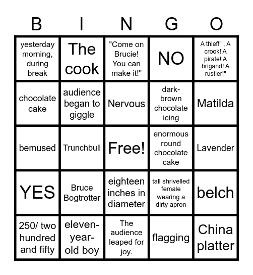 Q4W7 Wednesday Chapter 11 Comprehension Bingo Card