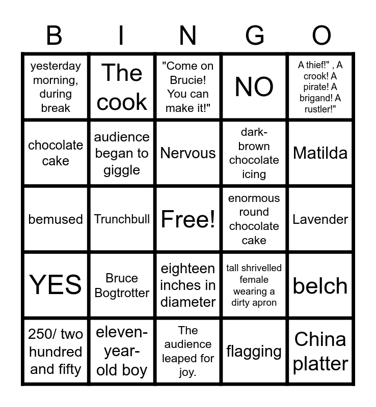 Q4W7- Wednesday Chapter 11 Comprehension Bingo Card