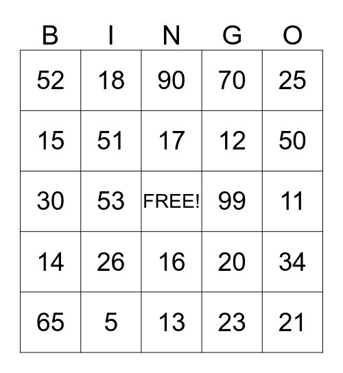Word Problem Bingo Card
