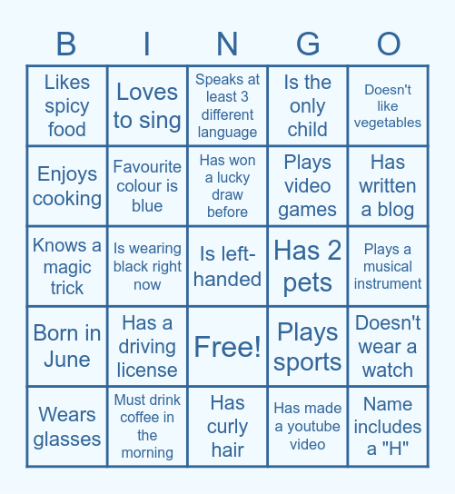 HHHc Introduction Bingo Card