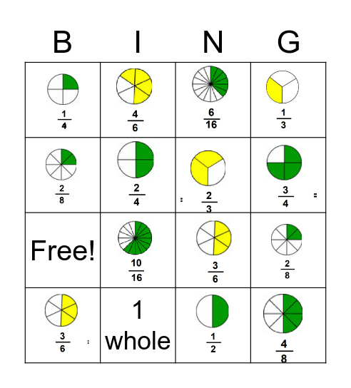 Equivalent Fractions Bingo Card