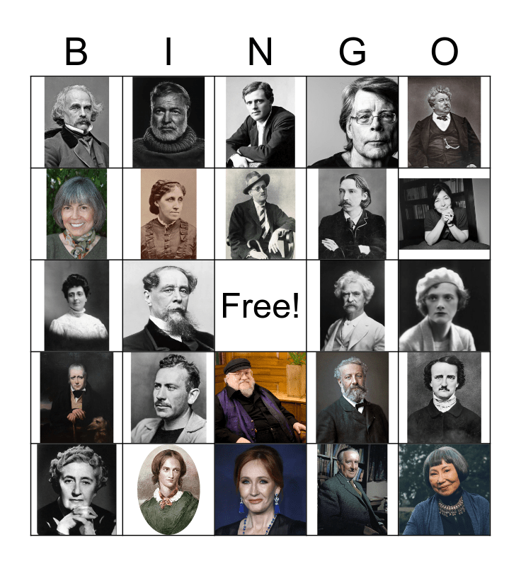 Famous Authors Bingo Card