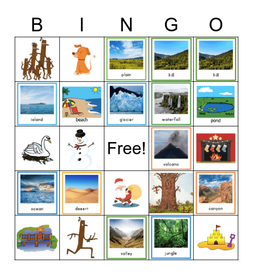 STICK MAN & LANDFORMS Bingo Card