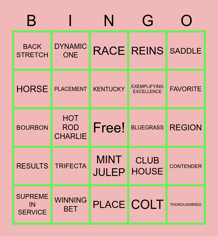 ETA IOTA OMEGA DERBY BINGO Card