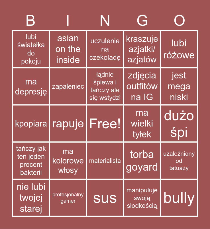 LIL UZI STARTERPACK Bingo Card