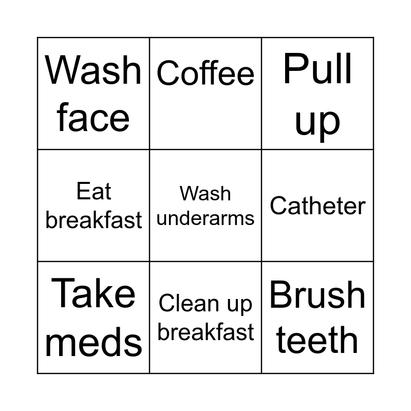 Morning Routine Bingo Card