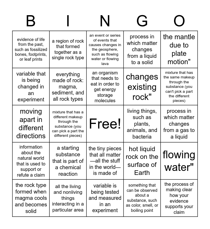 L To J Definitions 7th Grade Bingo Card L To J Definitions 7th Grade Bingo Card