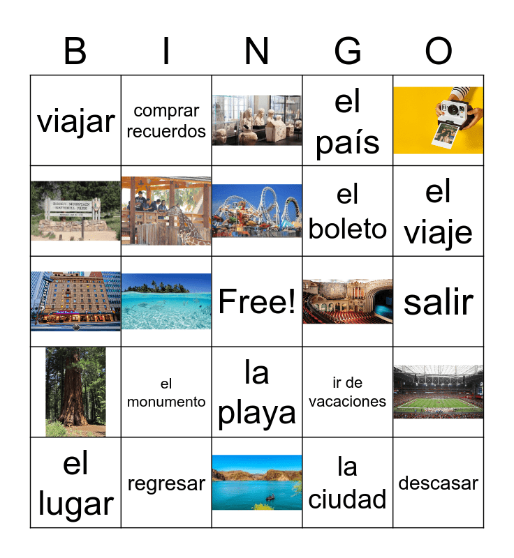 De vacaciones Bingo Card