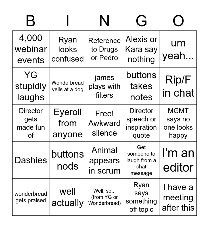 scrum bingo Card