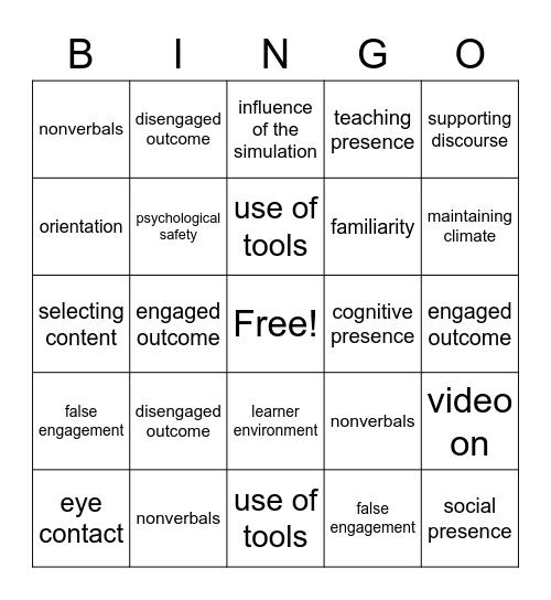 Engagement Bingo Card
