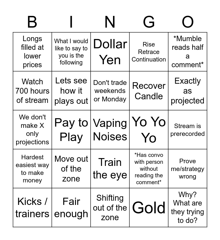 Tino Stream Bingo Card