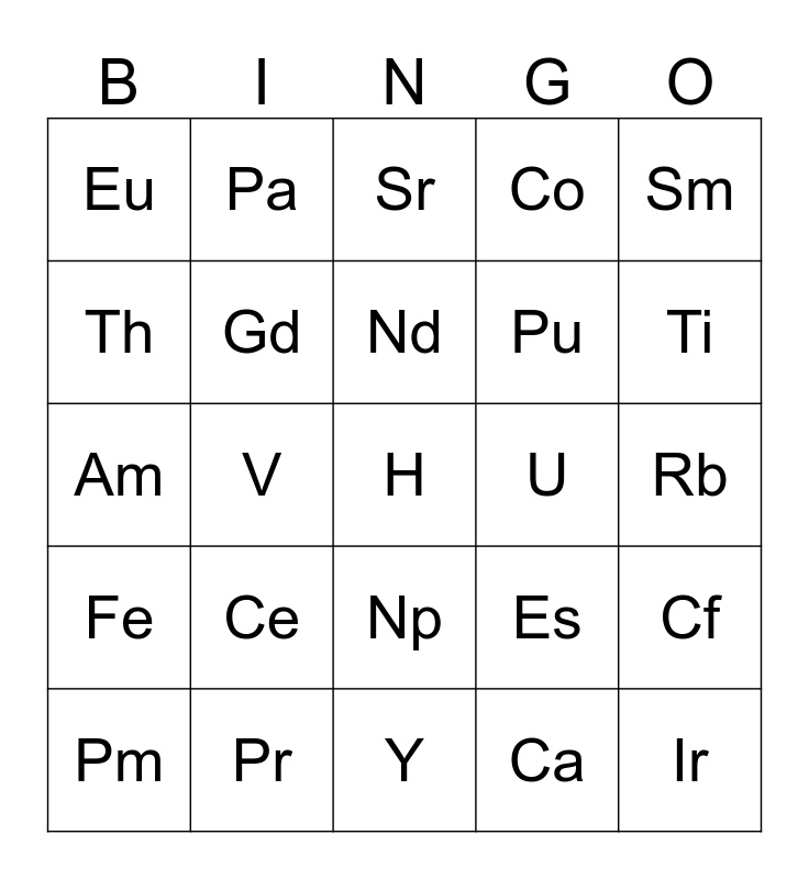 Rez card 2 Bingo Card