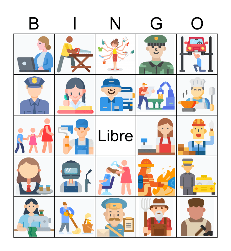 Professions Bingo Card