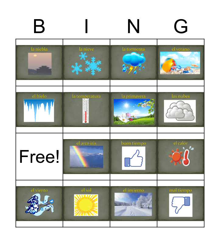 El Clima Bingo Card
