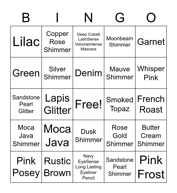 All About Eyes Event Bingo Card