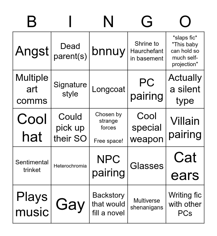 WoL OC Bingo Card