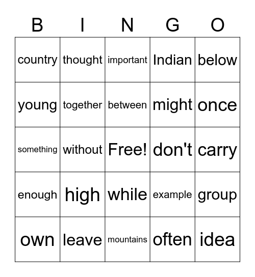 Fry Words The Third Hundred Bingo Card Fry Words The Third Hundred Bingo Card