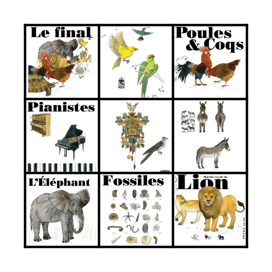 Carnival of the Animals Bingo Card