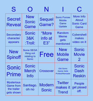 Sonic Bingo Cards on Bingo Baker