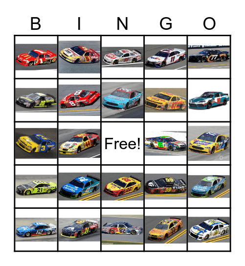 Race Car Rally Bingo Card