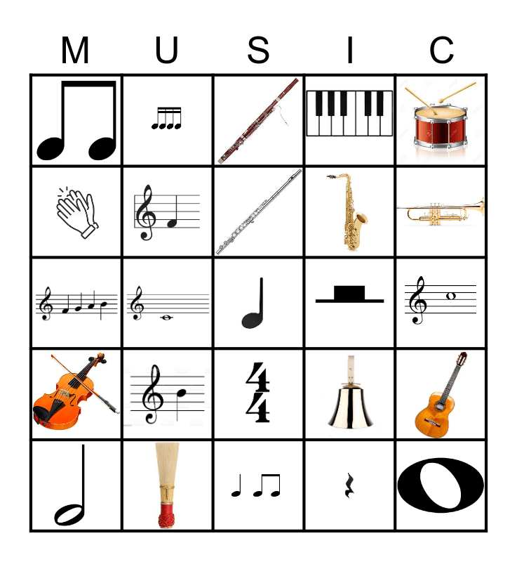 Creation Music Bingo Card