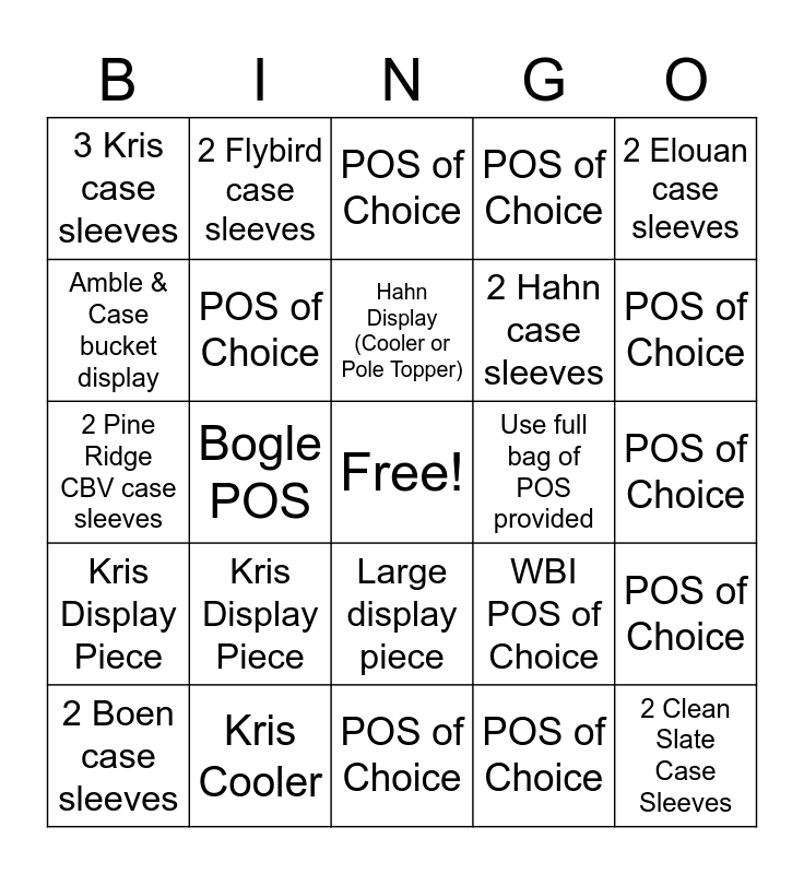 POS BINGO Card
