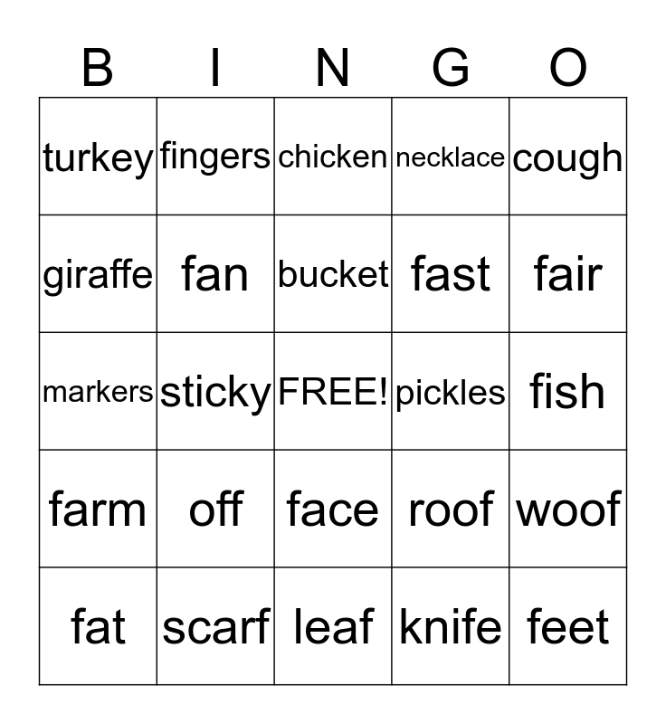 K And F Bingo Card K And F Bingo Card