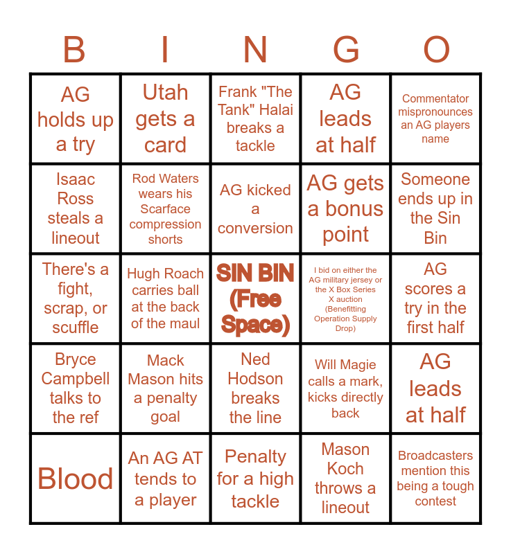 AG Bingo Card
