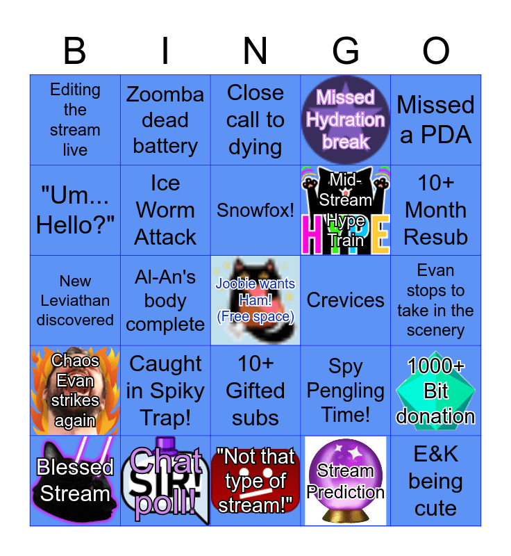 E&K Below Zero Bingo Card