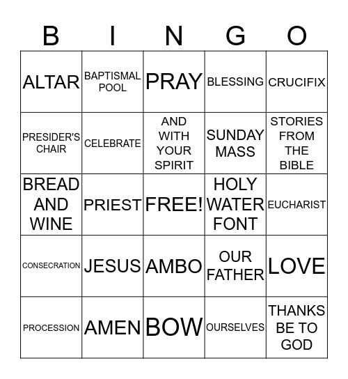FIRST COMMUNION Bingo Card