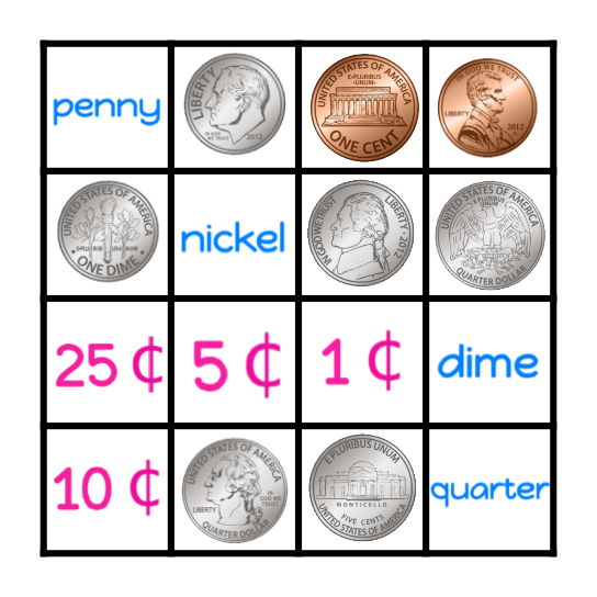 coins 1 Bingo Card