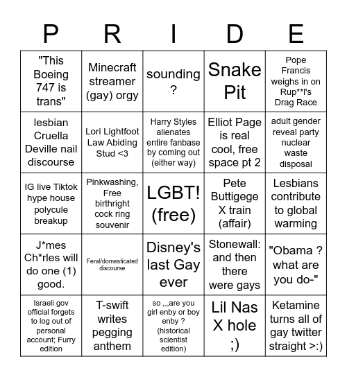 2021 Pride BINGO Card