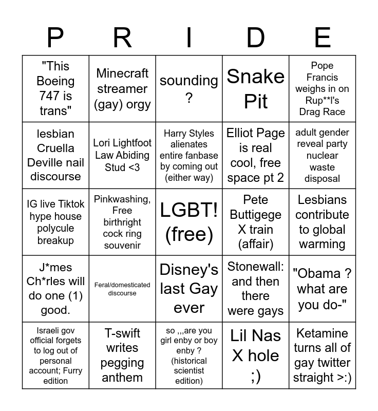 2021 Pride BINGO Card