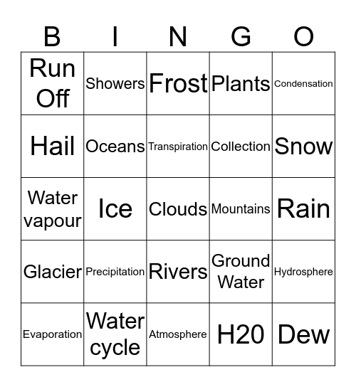 Water Cycle Bingo Card